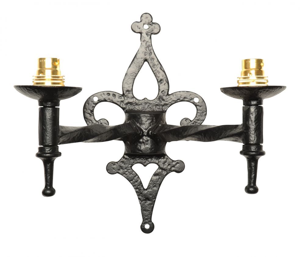 "Churchton Towers" Traditional Black Iron Twin Gothic Style Wall Light ...