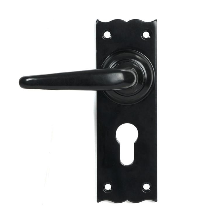 Traditional Black Lever Euro Lock Door Handle Set | Black Country ...