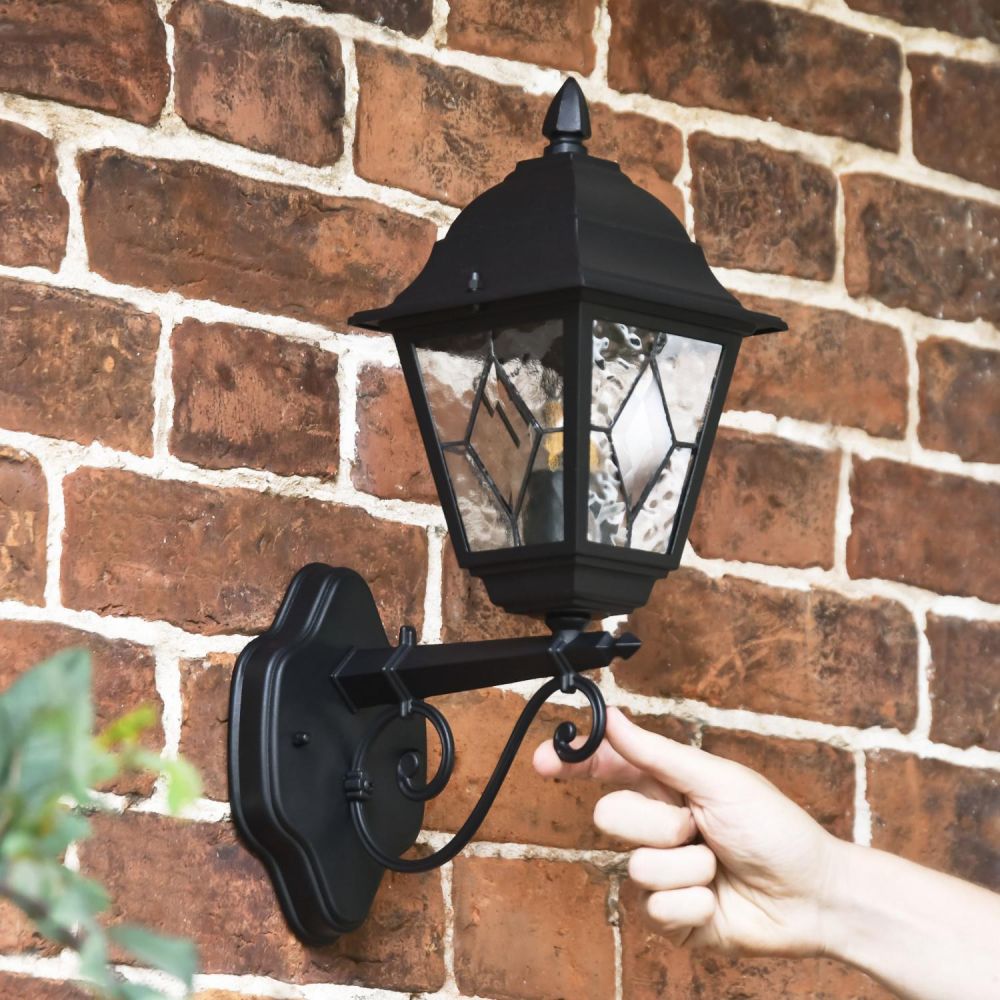 Traditional Black Victorian Outdoor Wall Lantern with Ornate Bracket ...