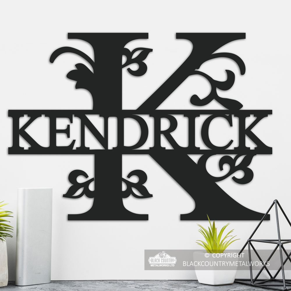 Traditional Personalised Monogram House Name Sign - Letter K | Black ...
