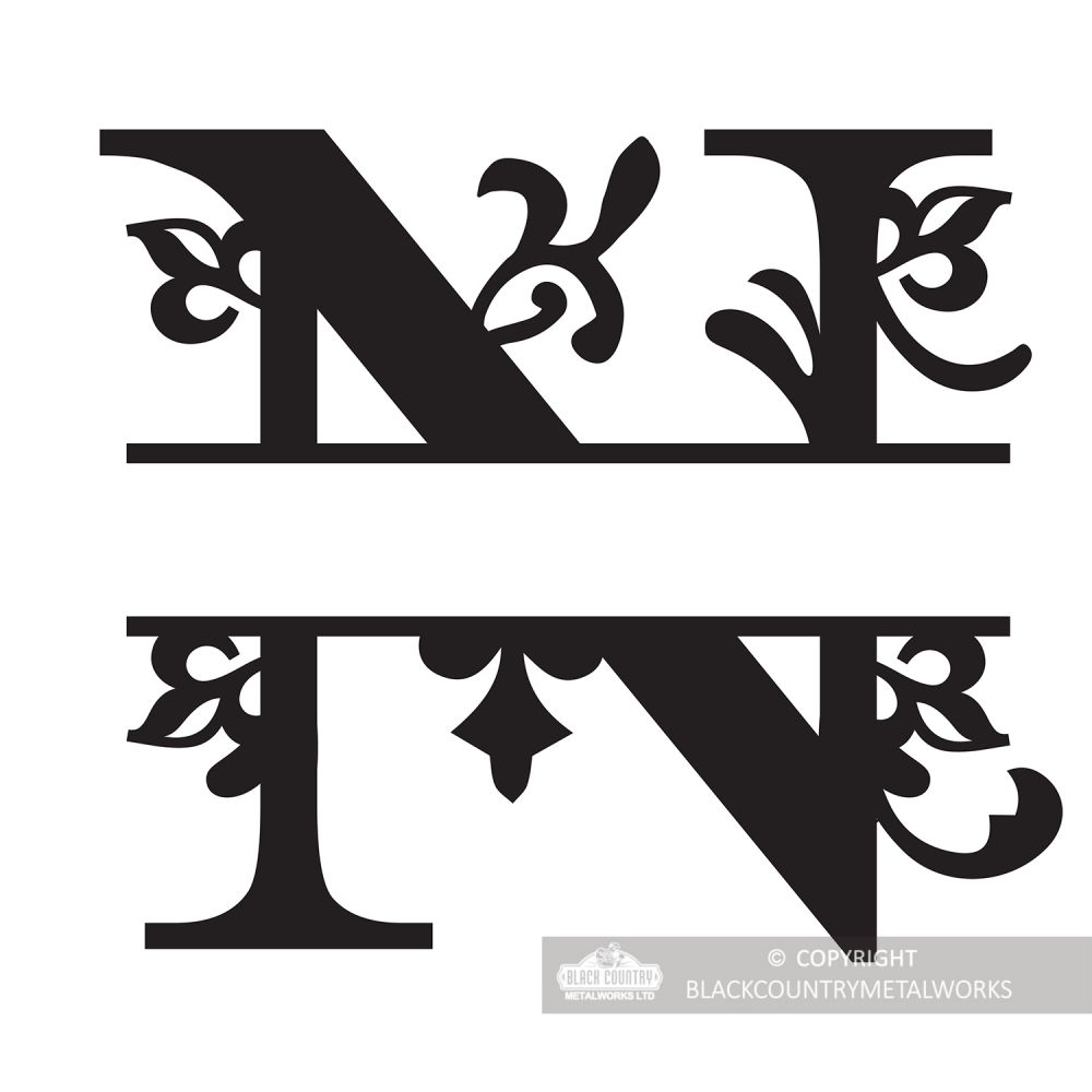 Traditional Personalised Monogram House Name Sign - Letter N | Black ...