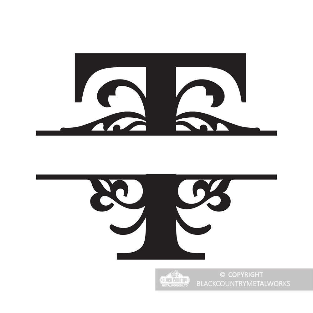 Traditional Personalised Monogram House Name Sign - Letter T | Black ...