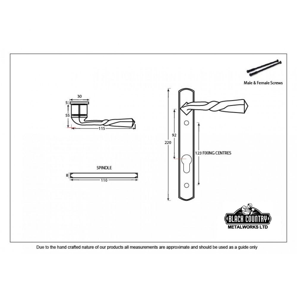 "Celtic" Black Narrow Lever Handles With Twisted Handle | Black Country ...