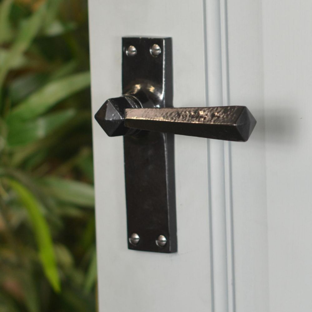 "Peregrine" Black Straight Lever Latch Set | Black Country Metalworks