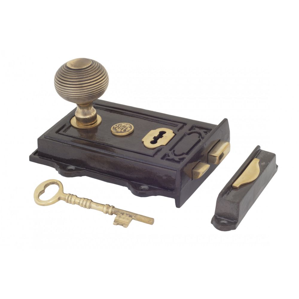 "Kingdom" Victorian Style Iron Rim Lock - Reversible | Black Country ...