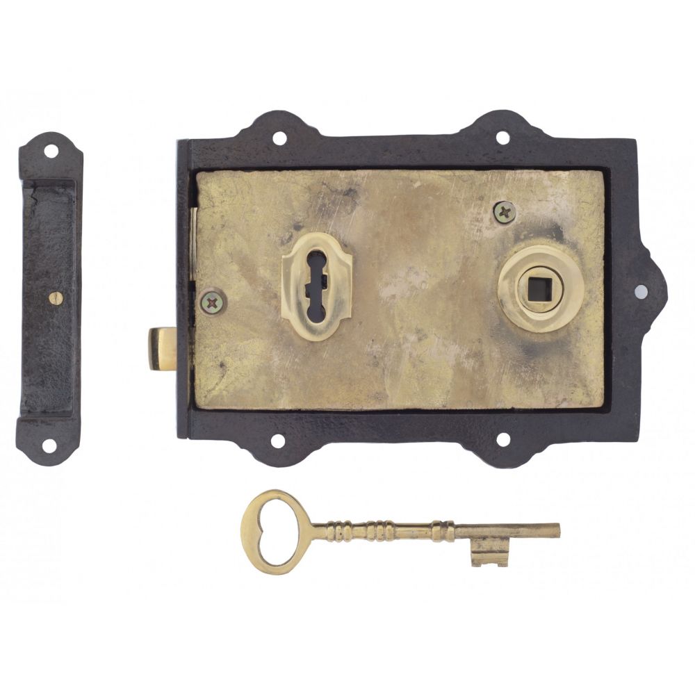"Kingdom" Victorian Style Iron Rim Lock - Reversible | Black Country ...