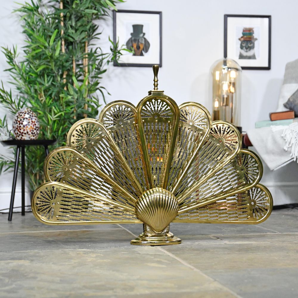 Art Deco Gold Finish Fan Fireguard | Black Country Metalworks
