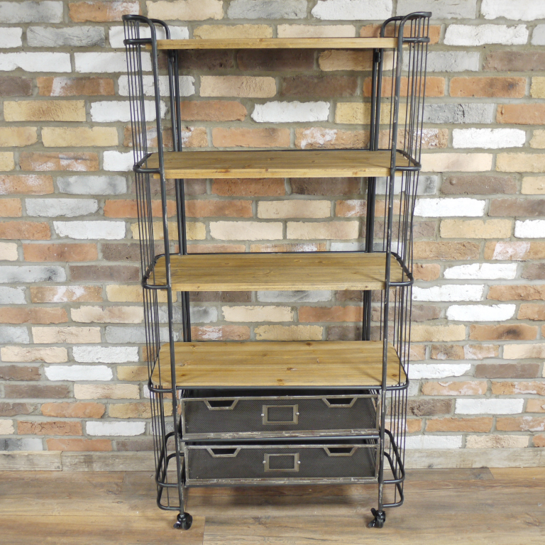 Tall Industrial Trolley Shelving Unit | Black Country Metalworks