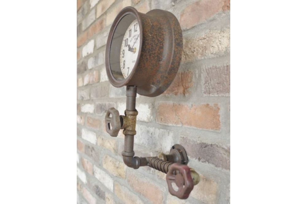Right Angled Rustic Industrial Pipe Wall Clock | Black Country Metalworks