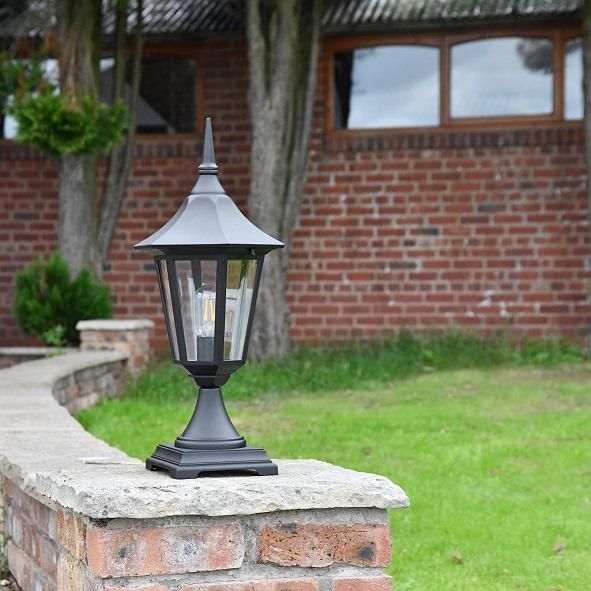 "Lynnewood" Traditional Black Arched Base Pillar Light 56cm | Black ...