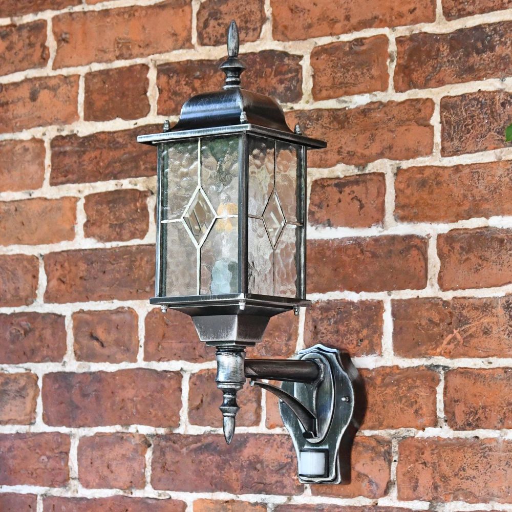 "Marsden" Silver Wall Lantern with PIR Sensor | Black Country Metalworks