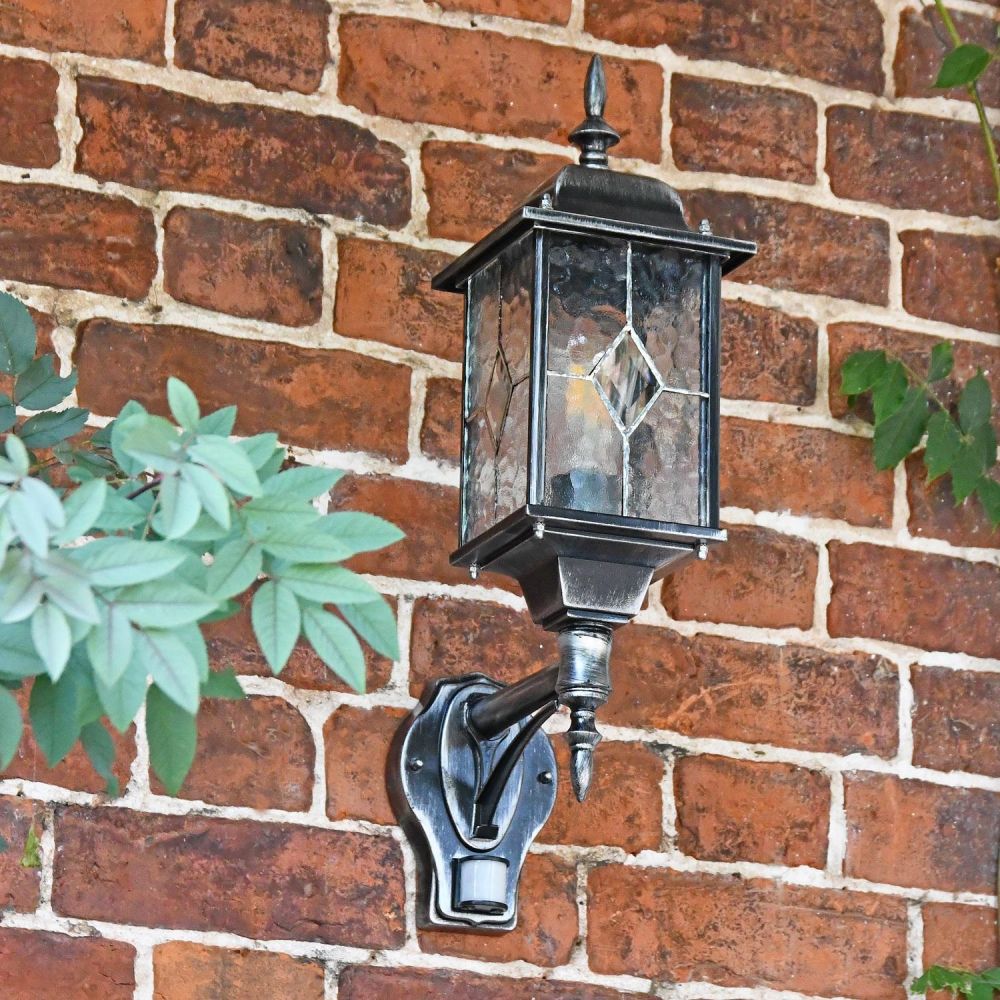 "Marsden" Silver Wall Lantern with PIR Sensor | Black Country Metalworks