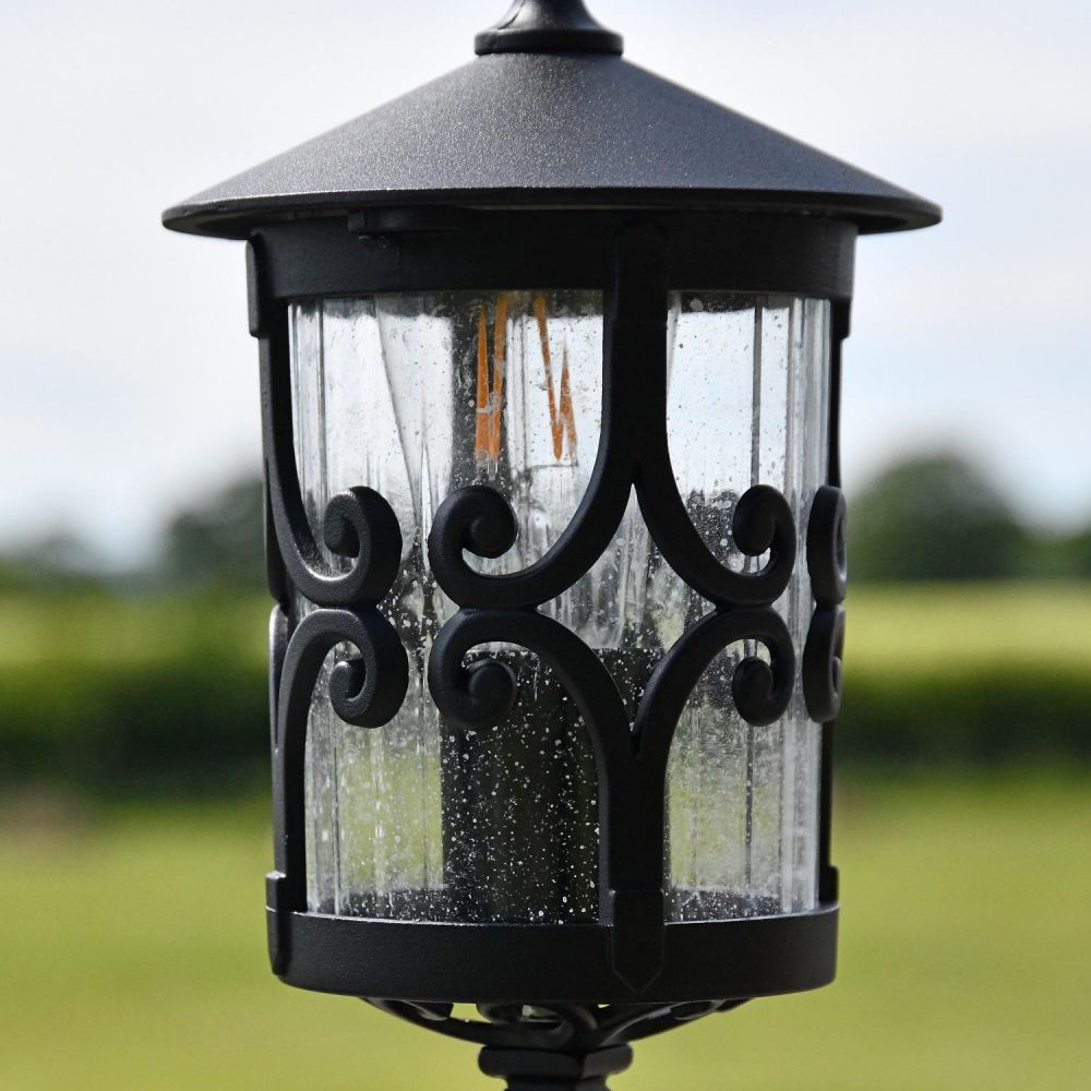"Ebberton" Scroll Design Pillar Light 35cm | Black Country Metalworks