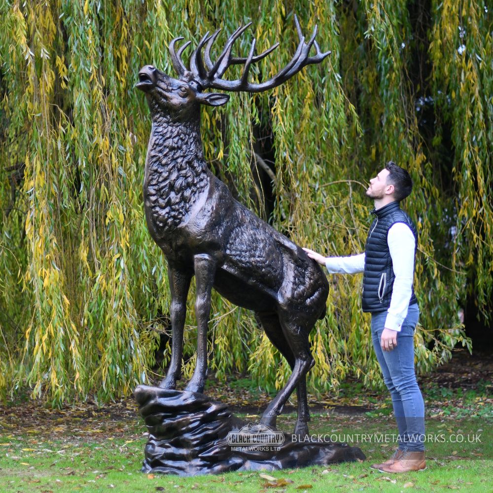 'Highland Prince' Stag on Rock Sculpture | Black Country Metalworks