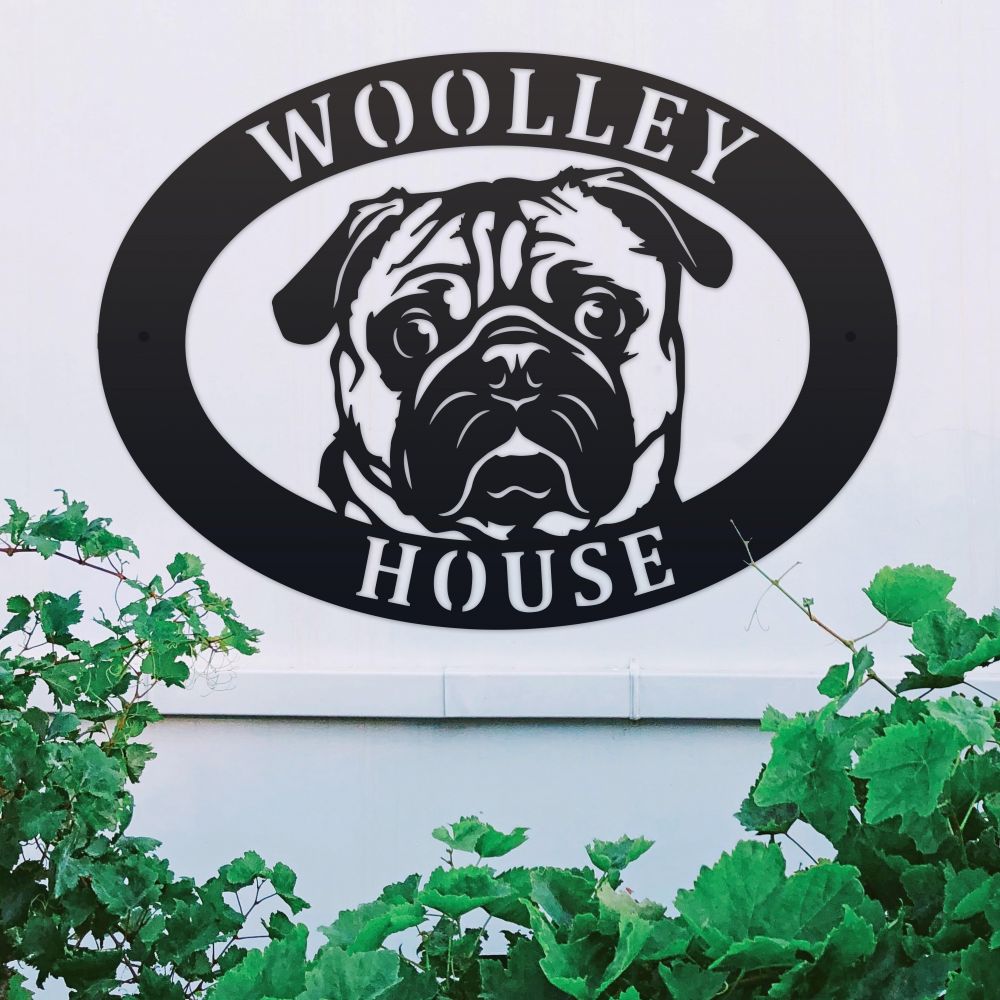Pug Iron Oval House Name Sign | Black Country Metalworks