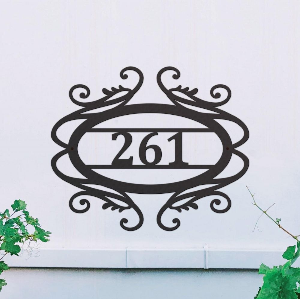 Victorian Scroll Iron House Number Sign | Black Country Metalworks