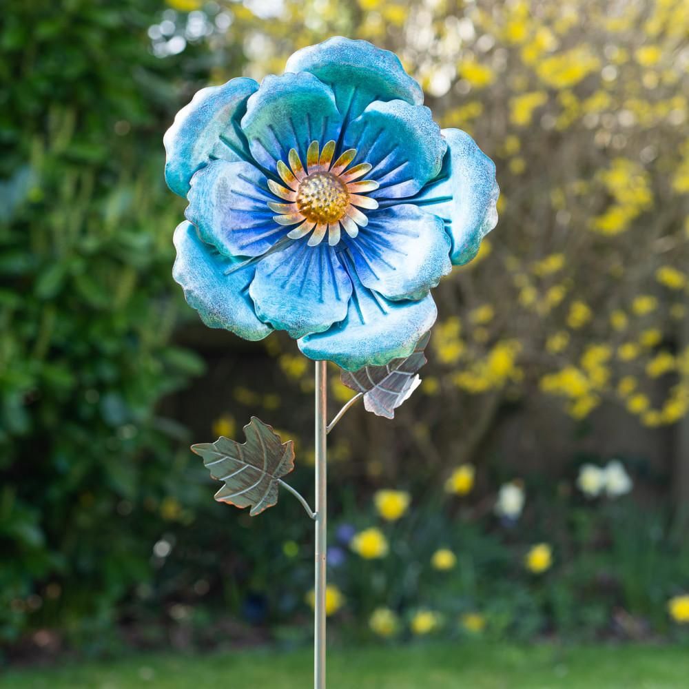 Metal Flower Garden Sculptures | Poppies, Roses, Gerberas | Black ...