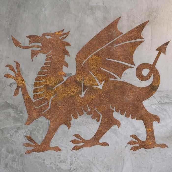 Large Welsh Dragon Wall Art- Rustic | Black Country Metalworks