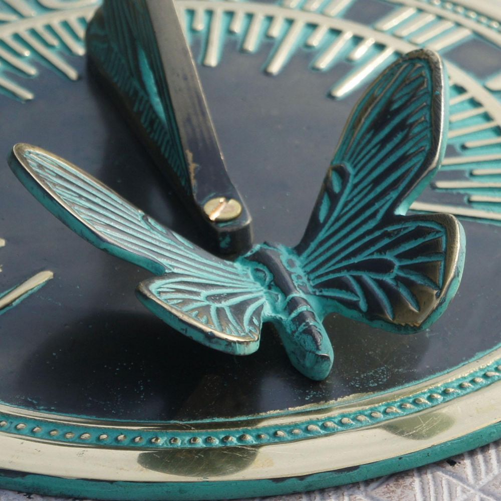 Verdigris 'Butterfly' Sundial - 175mm | Black Country Metalworks