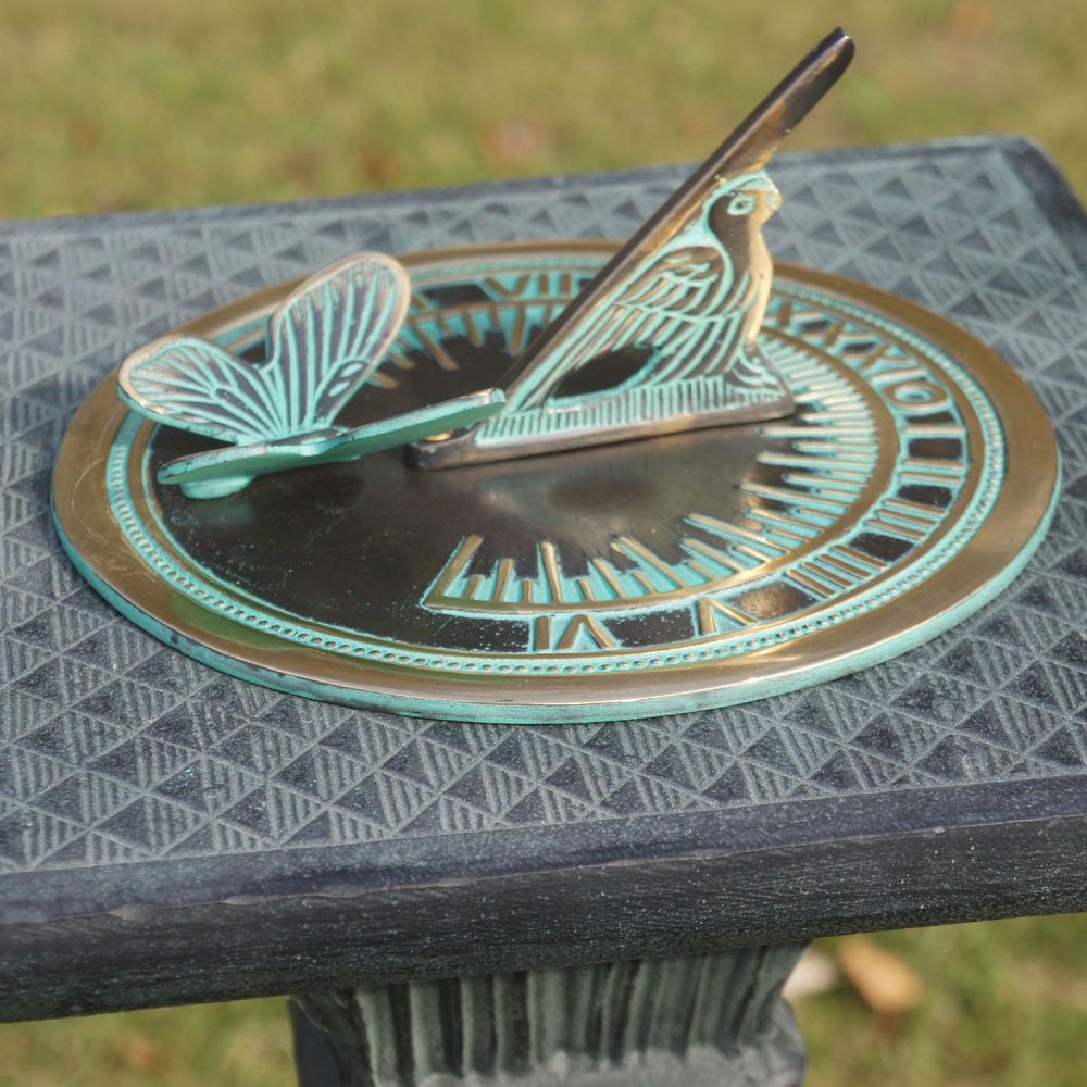 Verdigris 'Butterfly' Sundial - 175mm | Black Country Metalworks