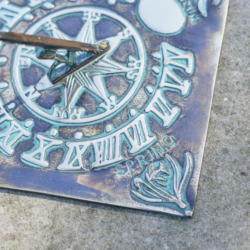 Verdigris 'Four Seasons' Sundial - 200mm | Black Country Metalworks