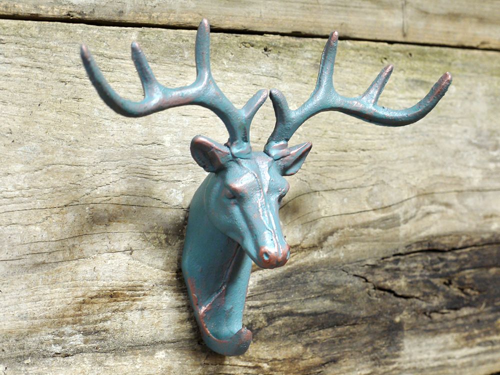 Verdigris Stag Hook | Black Country Metalworks