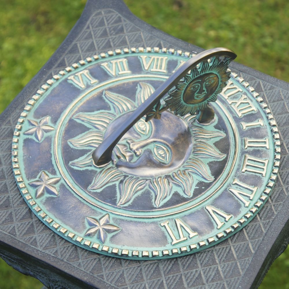 Antique Verdigris 'Jathara' Sundial - 225mm | Black Country Metalworks