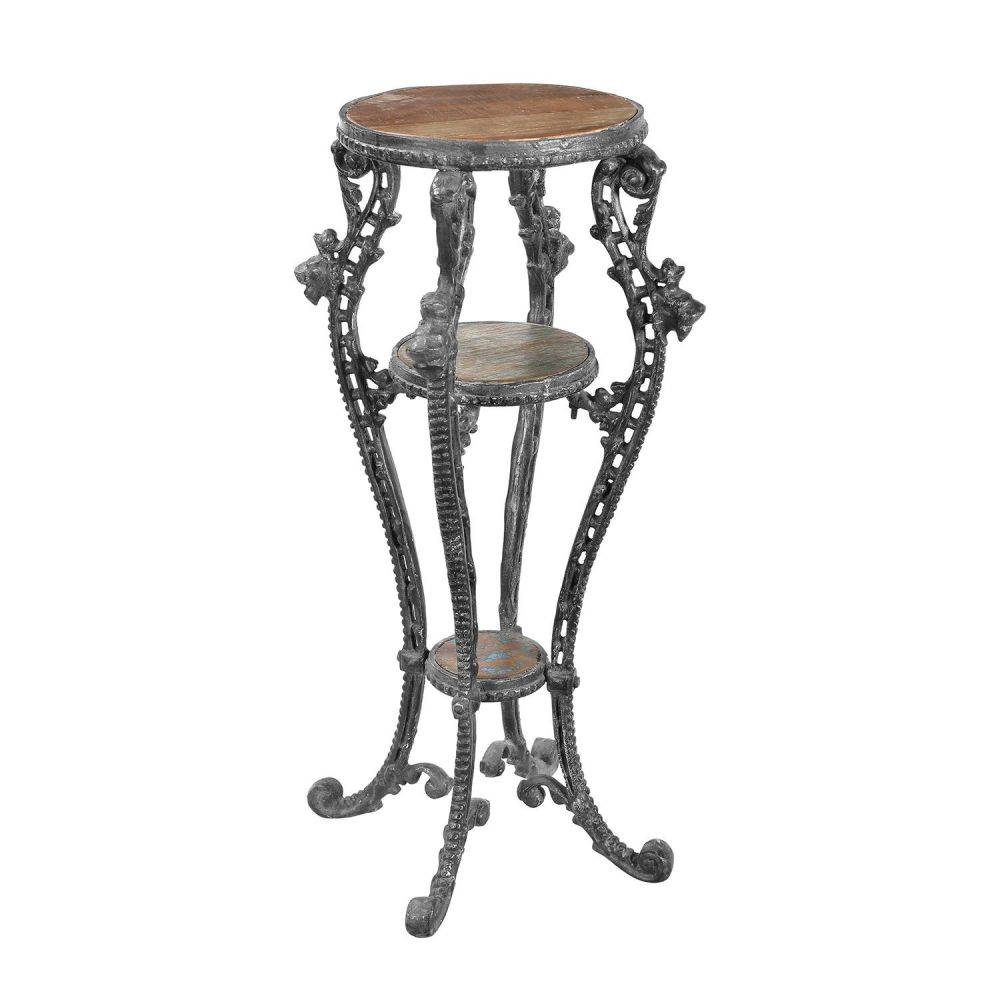 'Millicent' Victorian Aged Black Cast Iron & Wood Side Table Stand ...