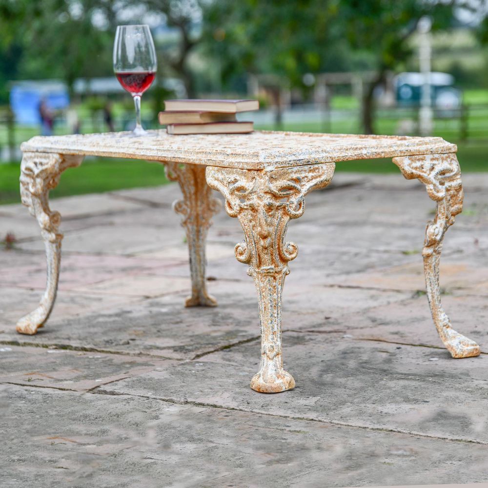 'Merriweather' Victorian Rustic Cream Cast Iron Garden Coffee Table ...