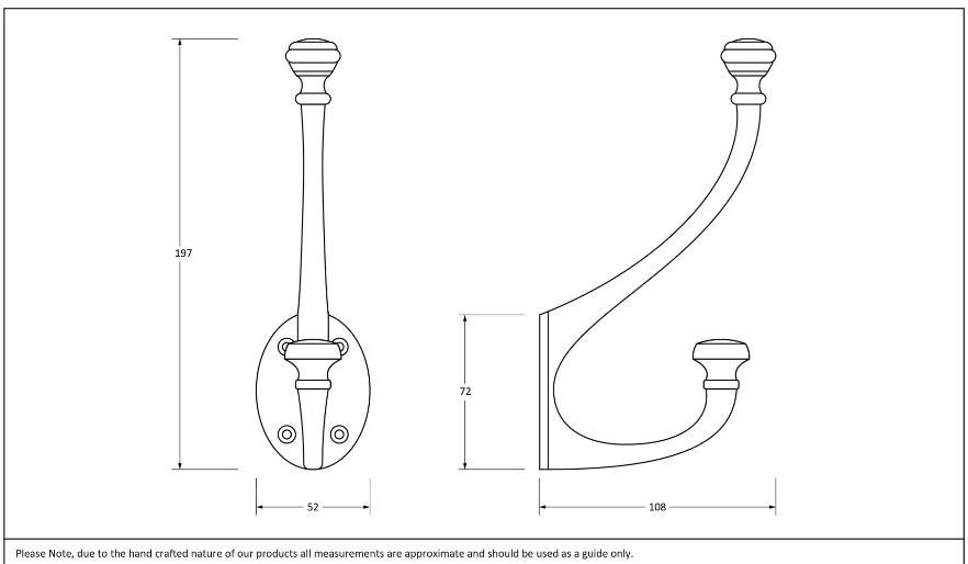 Pewter Wall Mounted Coat Hook | Black Country Metalworks