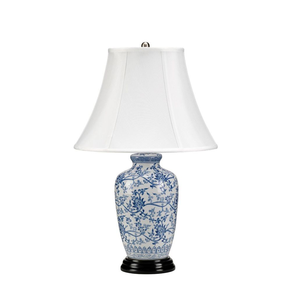 White & Blue 'Ginger Jar' Table Lamp | Black Country Metalworks