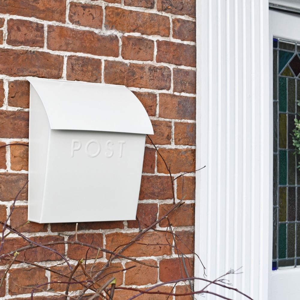 Cream Contemporary Post Box With Lock | Black Country Metalworks