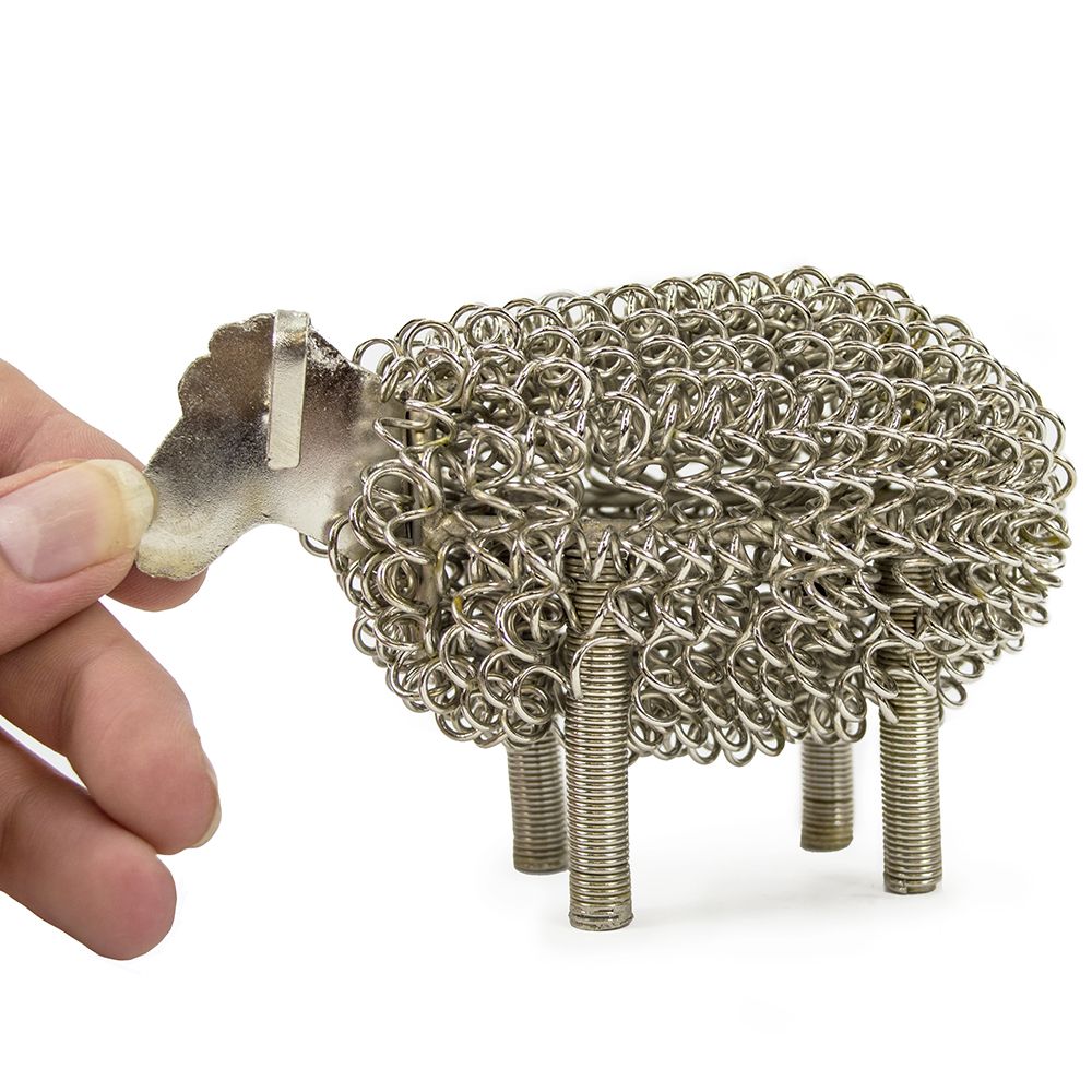 Polished Stainless Steel Wire Sheep Sculpture | Black Country Metalworks