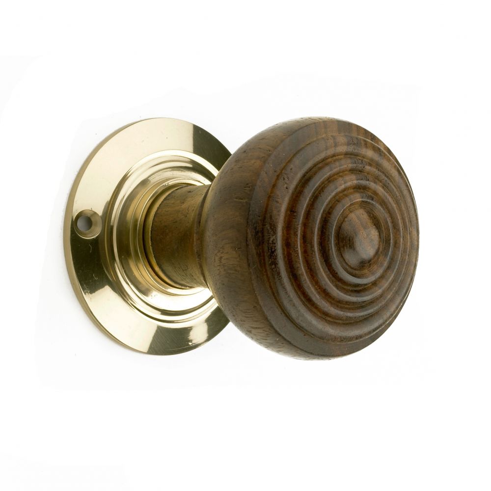 Ribbed End Wooden Door Knobs | Black Country Metalworks