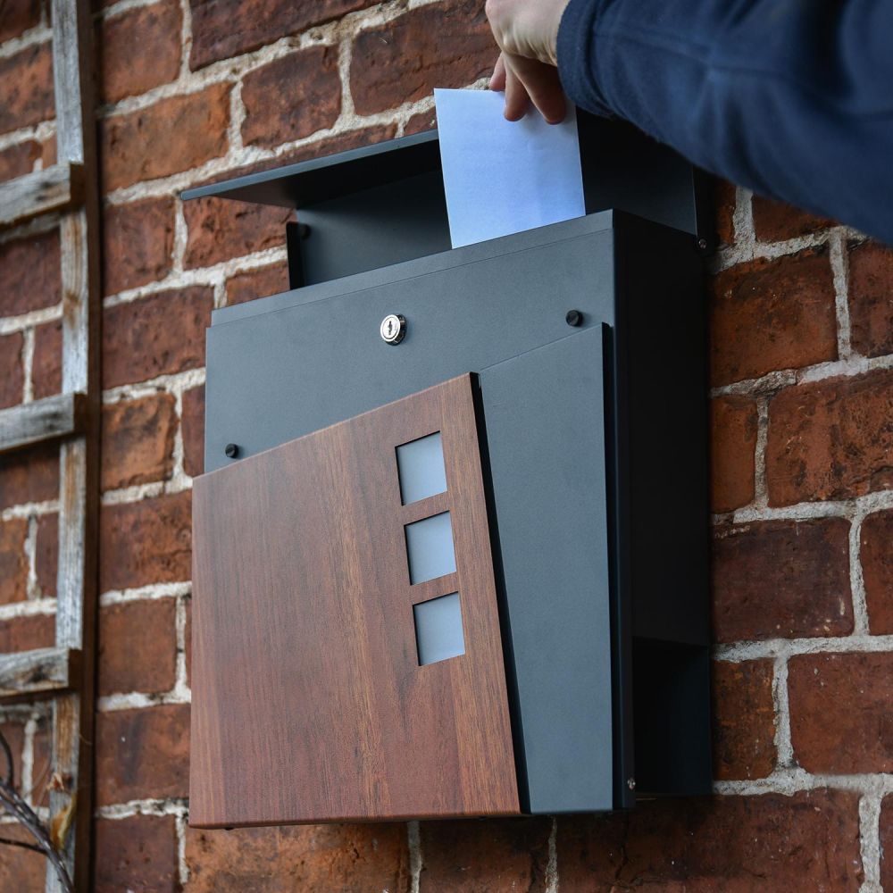"Elmsgate" Anthracite Grey Modern Wall Mounted Post Box | Black Country ...