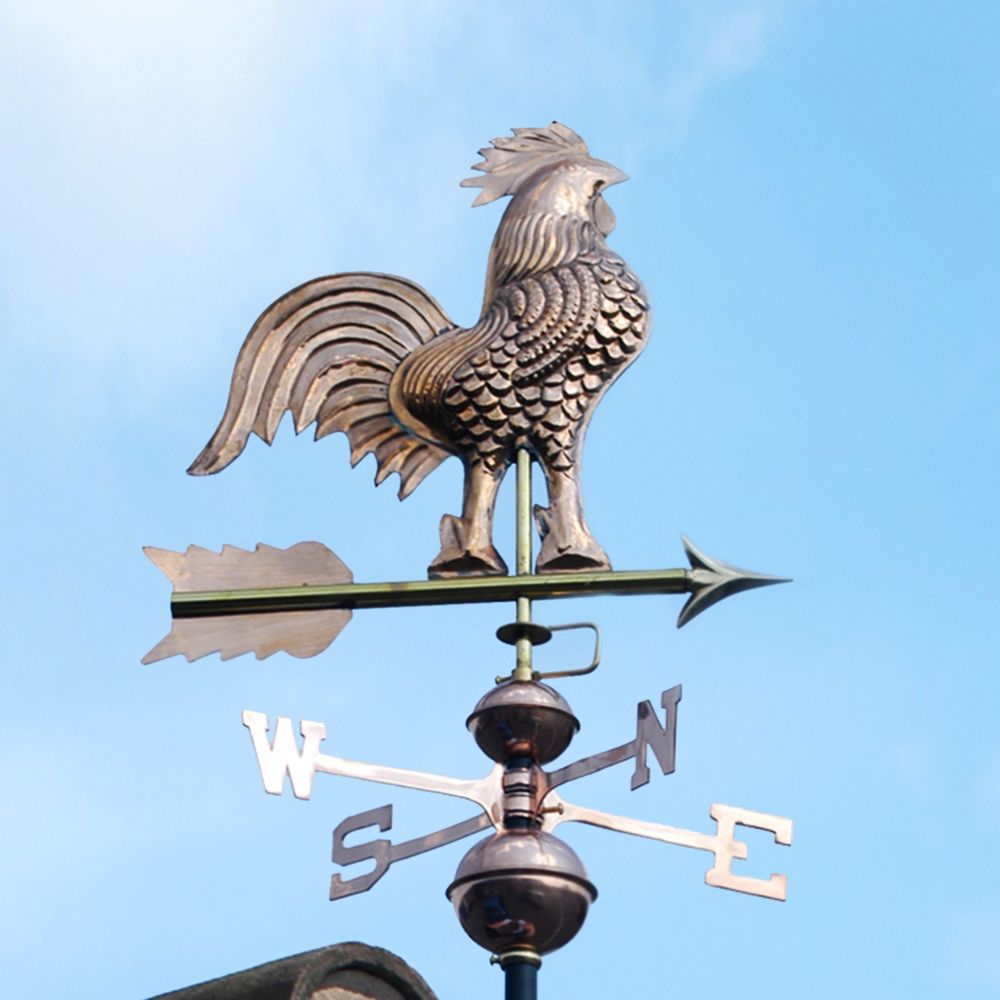 Polished Copper Rooster Weathervane | Black Country Metalworks