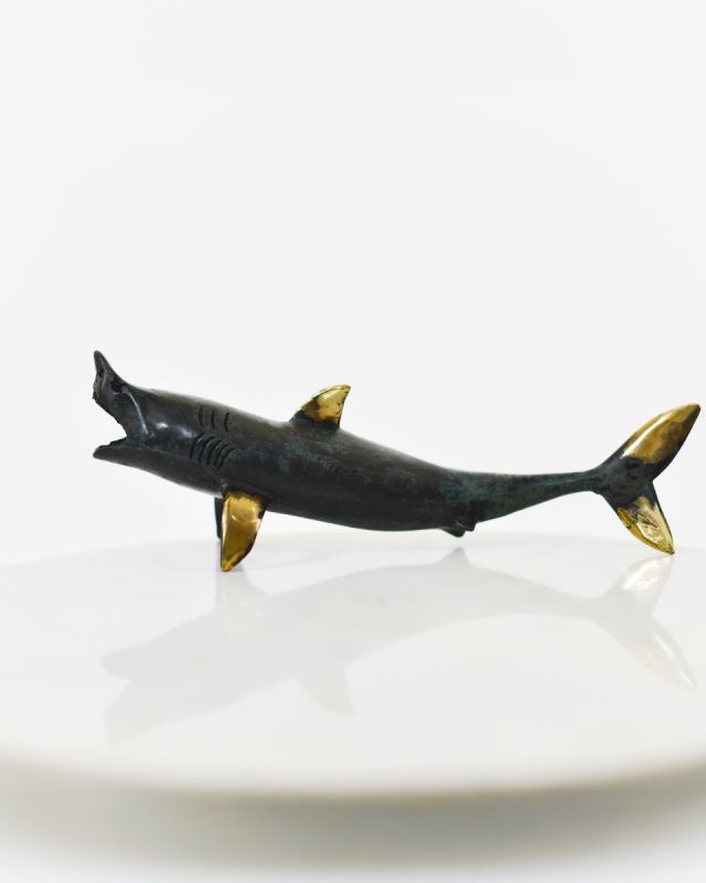 'Abyssal Monarch' Shark Ornament in Cast Brass | Black Country Metalworks