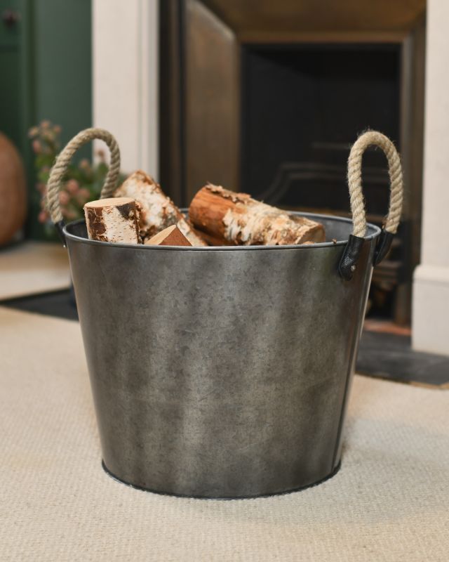 'Braywick' Log Bucket with Rope Handles | Black Country Metalworks