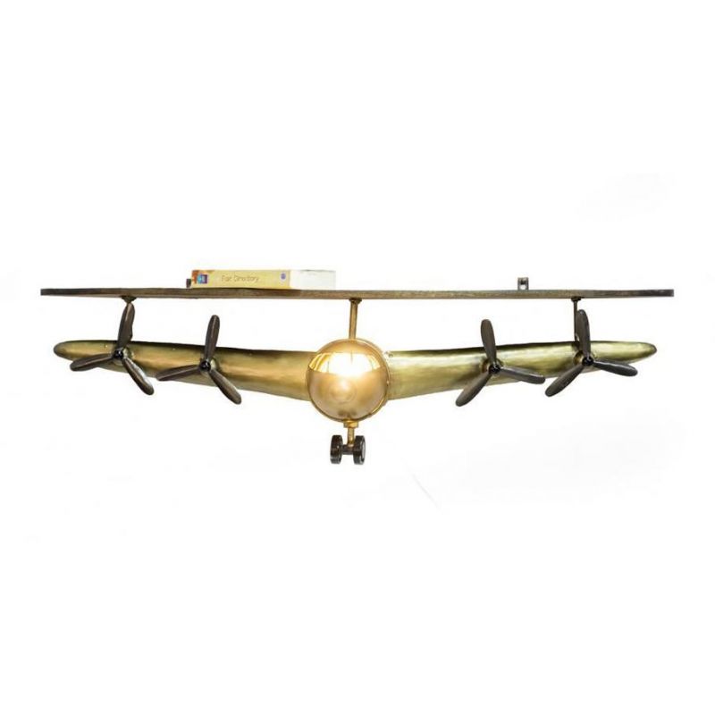 "Aviator" Airplane Shelf With Light | Black Country Metalworks