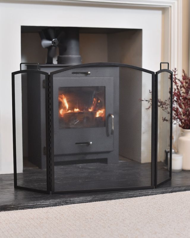 'Belmont' Triple Fold Fire Guard | Black Country Metalworks