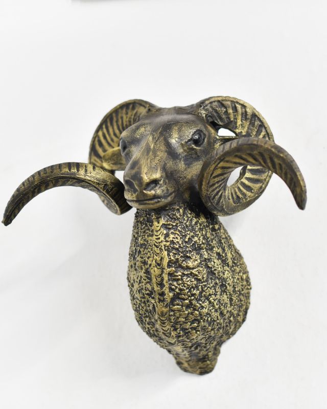 Black & Gold Ram Wall Bust | Black Country Metalworks