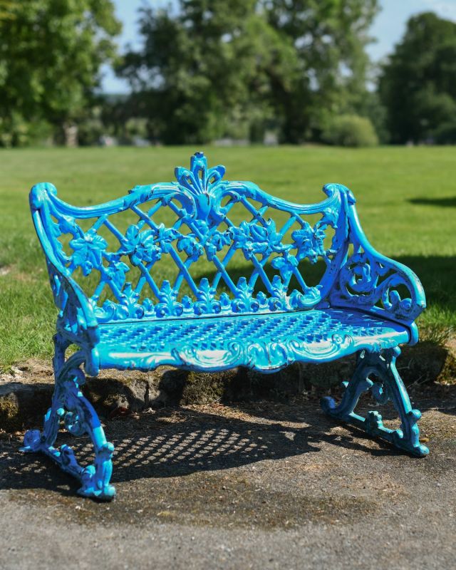 'Caddington' Cast Iron Bench - Blue | Black Country Metalworks