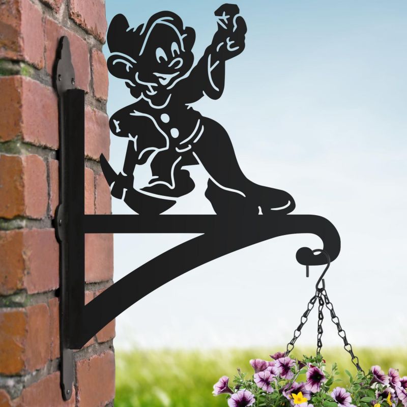 Cartoon "Diamond Wielding" Dwarf Hanging Basket Bracket | Black Country ...