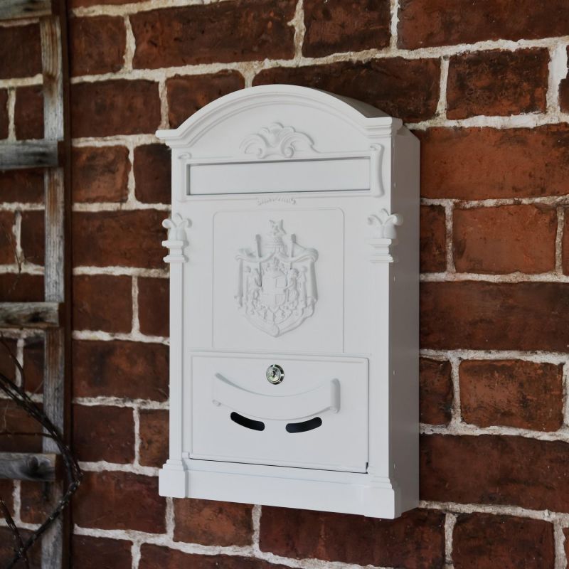 "Dawson Lodge" White Post Box - 47cm | Black Country Metalworks