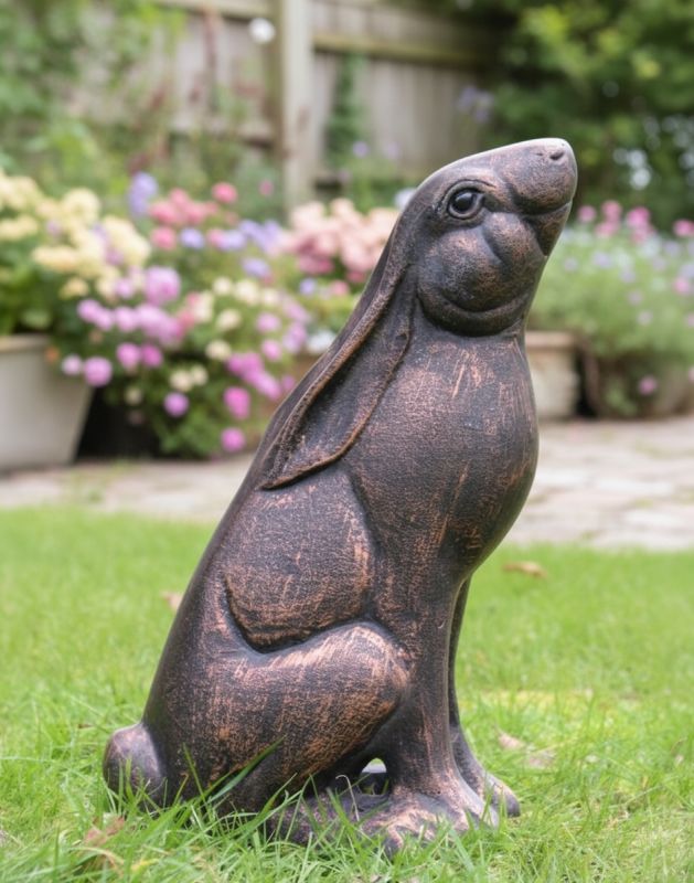 ‘Meadow’ Cast Aluminium Large Rabbit Looking Up - Bronze | Black ...