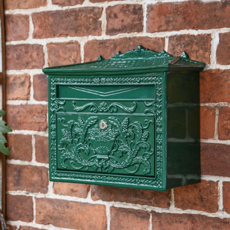 "Horncastle Abbey" Green Wall Mounted Post Box | Black Country Metalworks