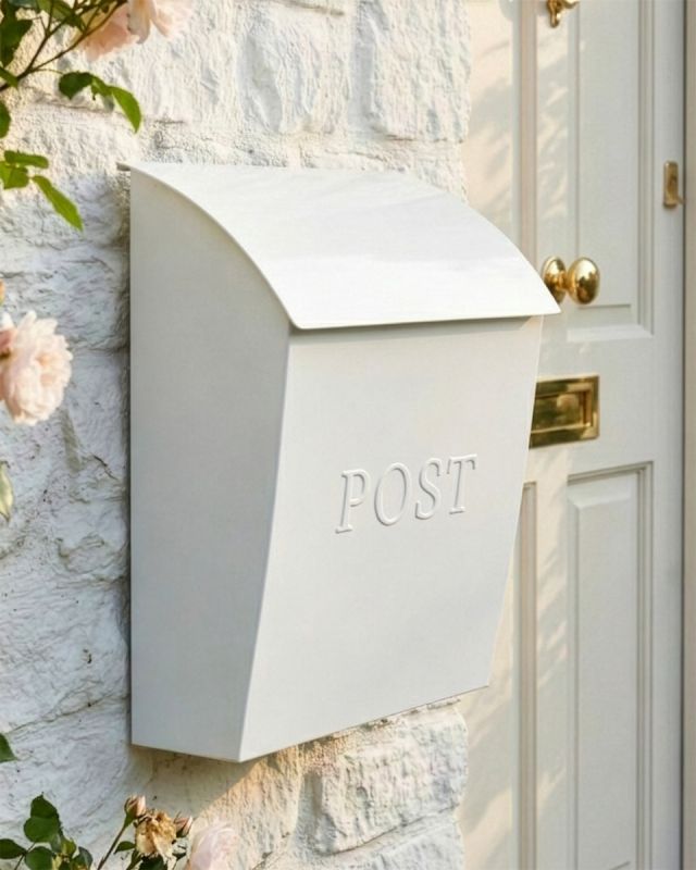 Lockable White 'Billingham' Contemporary Wall Mounted Post Box | Black ...