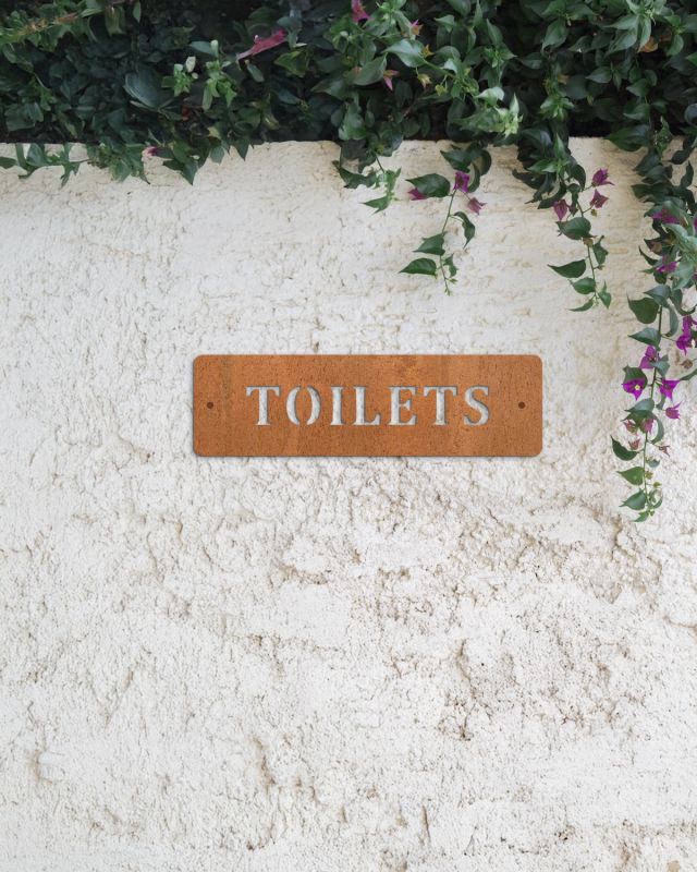 Minimalist Rustic 'Toilets' Wall Sign | Black Country Metalworks