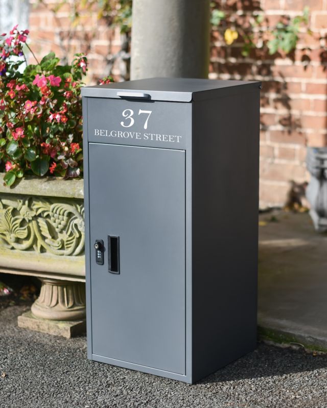 Personalised Felton Grey Contemporary Parcel Box | Black Country Metalworks