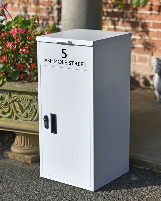 Personalised Felton White Contemporary Parcel Box | Black Country ...